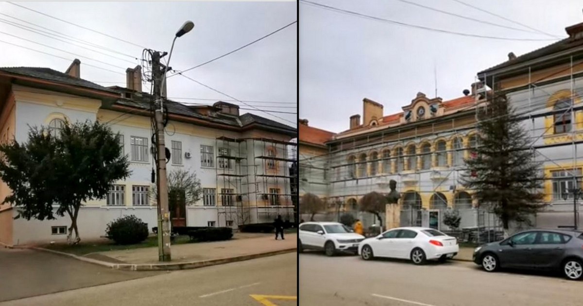 Muncitor căzut de pe clădirea Primăriei Hunedoara. Bărbatul lucra la ...