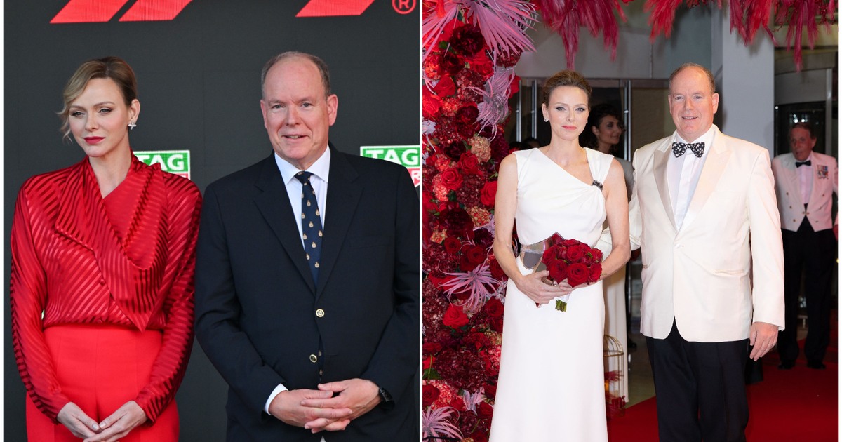 Prințesa Charlene, elegantă în roșu și alb la Marele Premiu de Formula ...