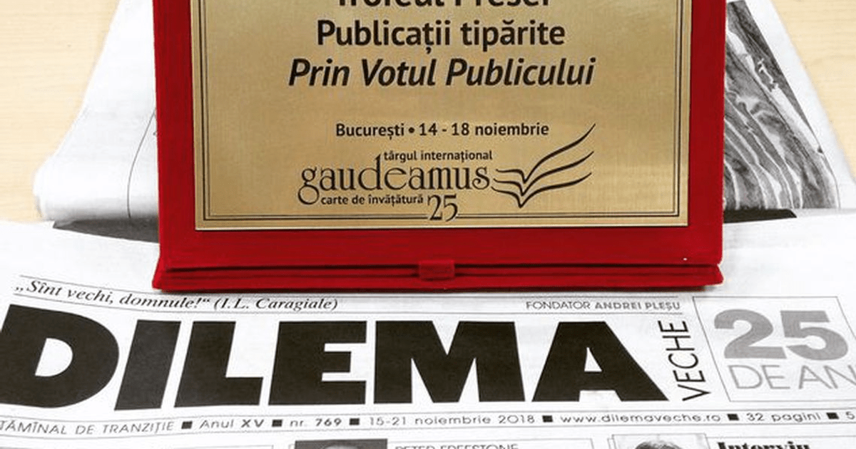 Dilema veche a primit Premiul pentru publicaţii în print la Tîrgul ...