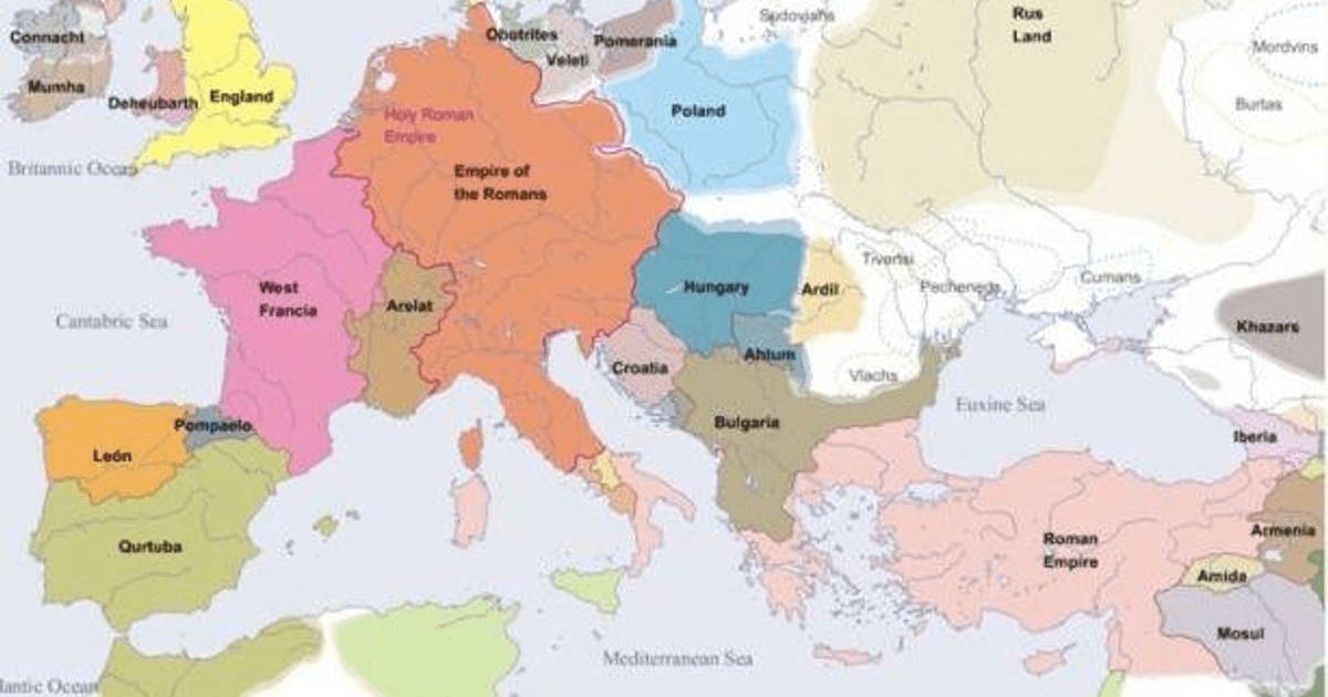 Hărţi Europa, începând cu anul 1000 şi până la anul 1400