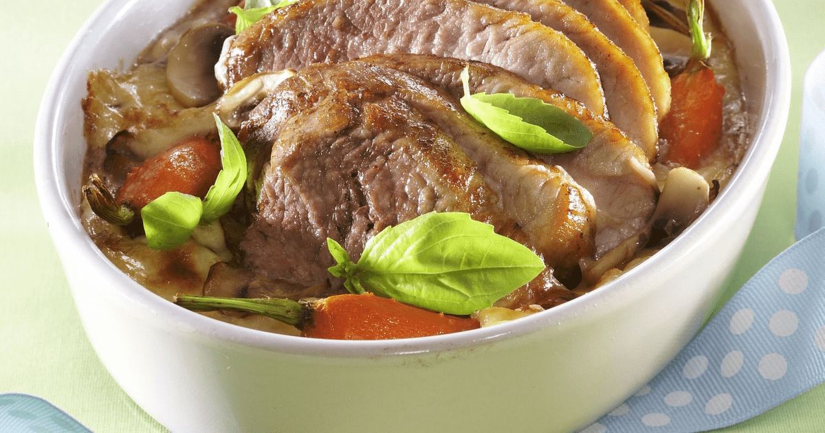 Antricot de vită cu legume la cuptor