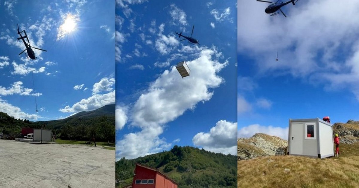 Un refugiu montan a fost amplasat cu elicopterul în Masivul Parâng, la ...