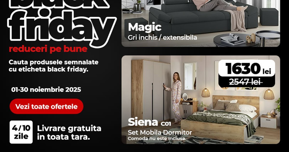 Black Friday toată luna la Mobila Laguna: reduceri care depășesc 70% și ...