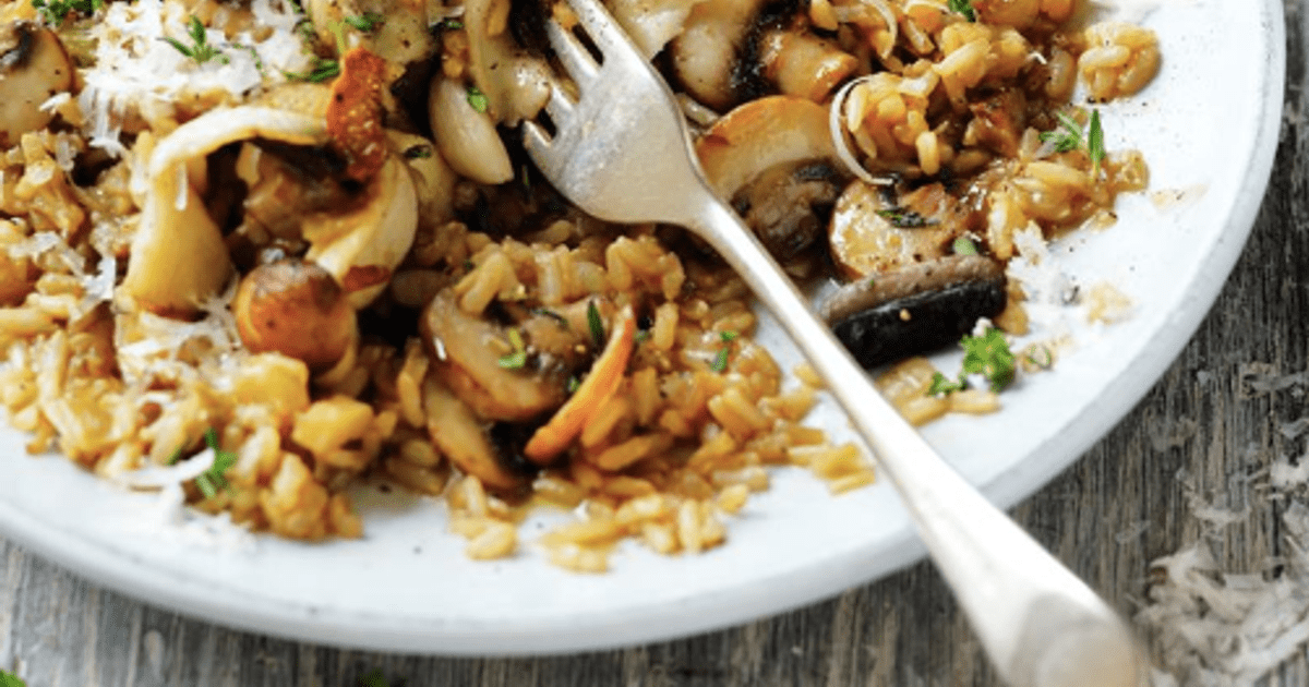 Risotto cu orez brun şi ciuperci