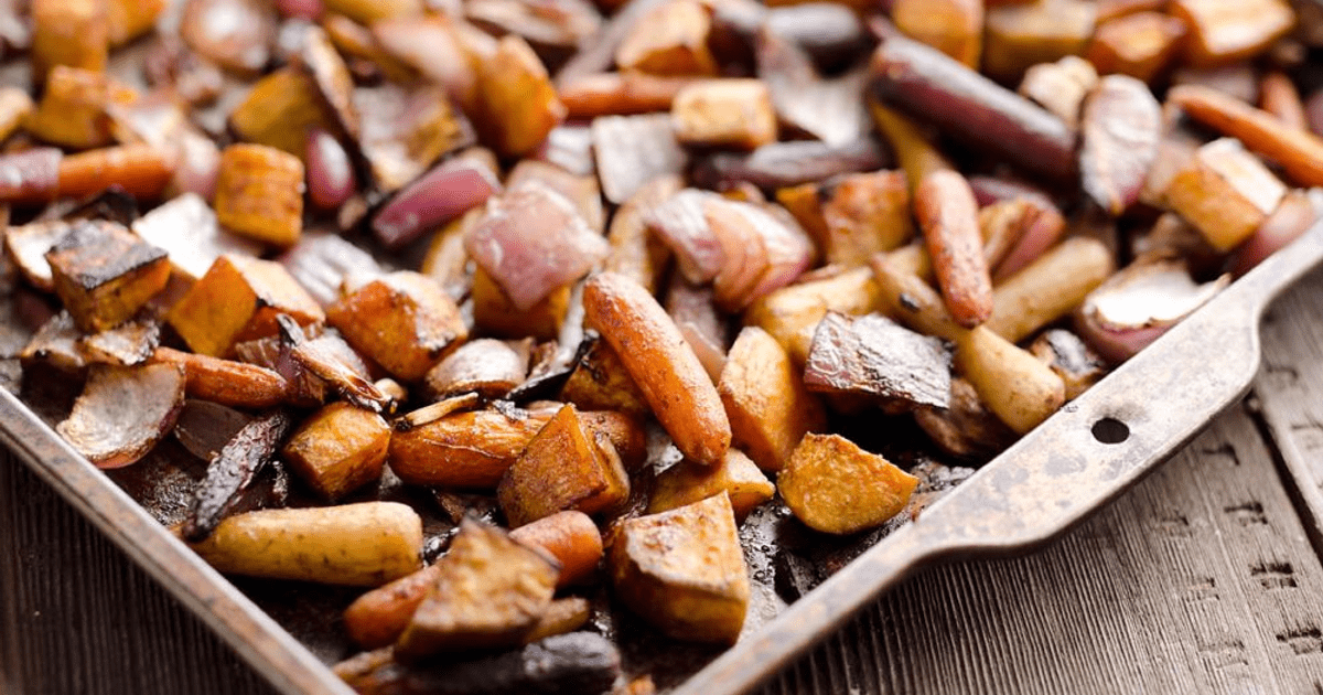 Legume la cuptor, cu oţet balsamic şi muştar