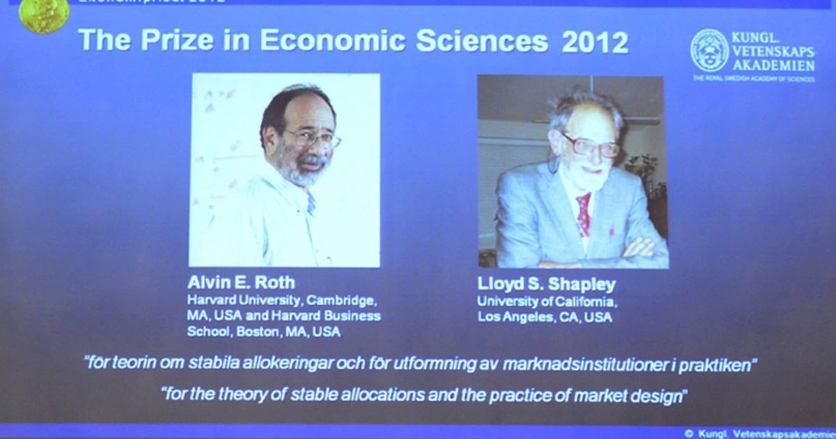 UPDATE Americanii Alvin Roth şi Lloyd Shapley au câştigat Premiul Nobel ...