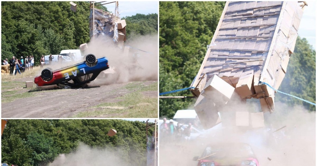 Cascadorie spectaculoasă realizată la Alba Iulia. Lae Cascadorul a revenit „în scenă” la 70 de ...