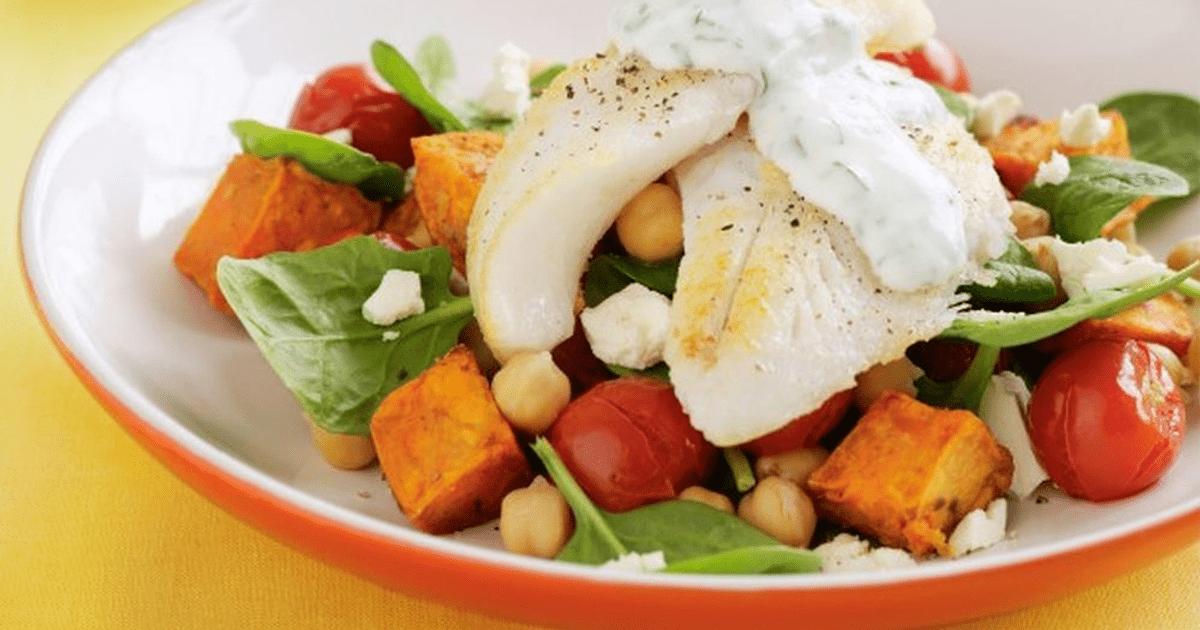 Peşte fript cu salată de năut